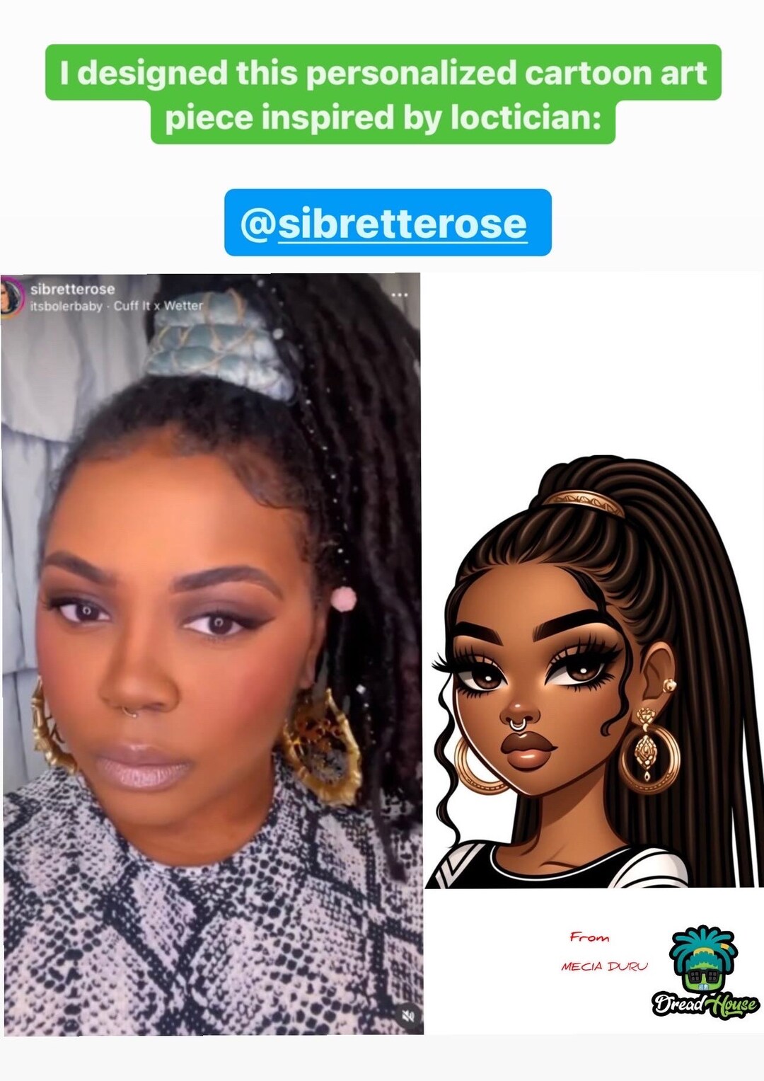 Black Girl Wall Art Custom Cartoon Portraits With Locs Personalized ...