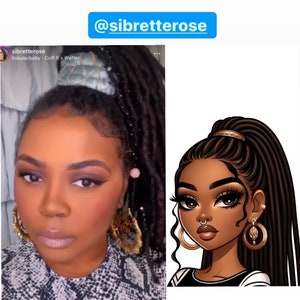 Black Girl Wall Art Custom Cartoon Portraits With Locs Personalized ...