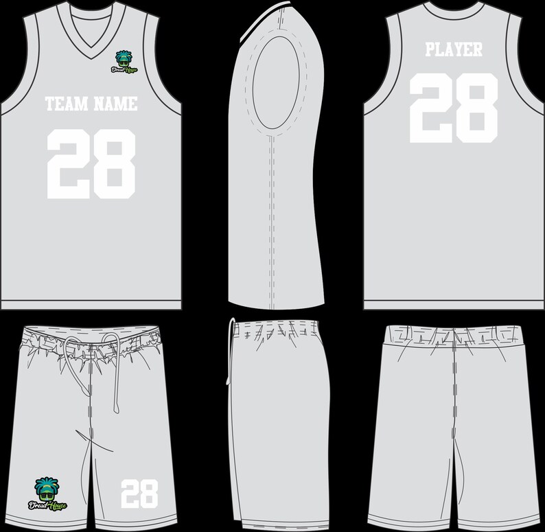 Basketball Team Uniform Jersey Mock up Editable 2D Tech Pack Streetwear ...