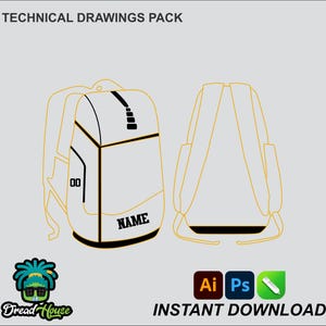 Bag Pack Mock up Editable 2D Tech Pack Streetwear Clothing Vector ...