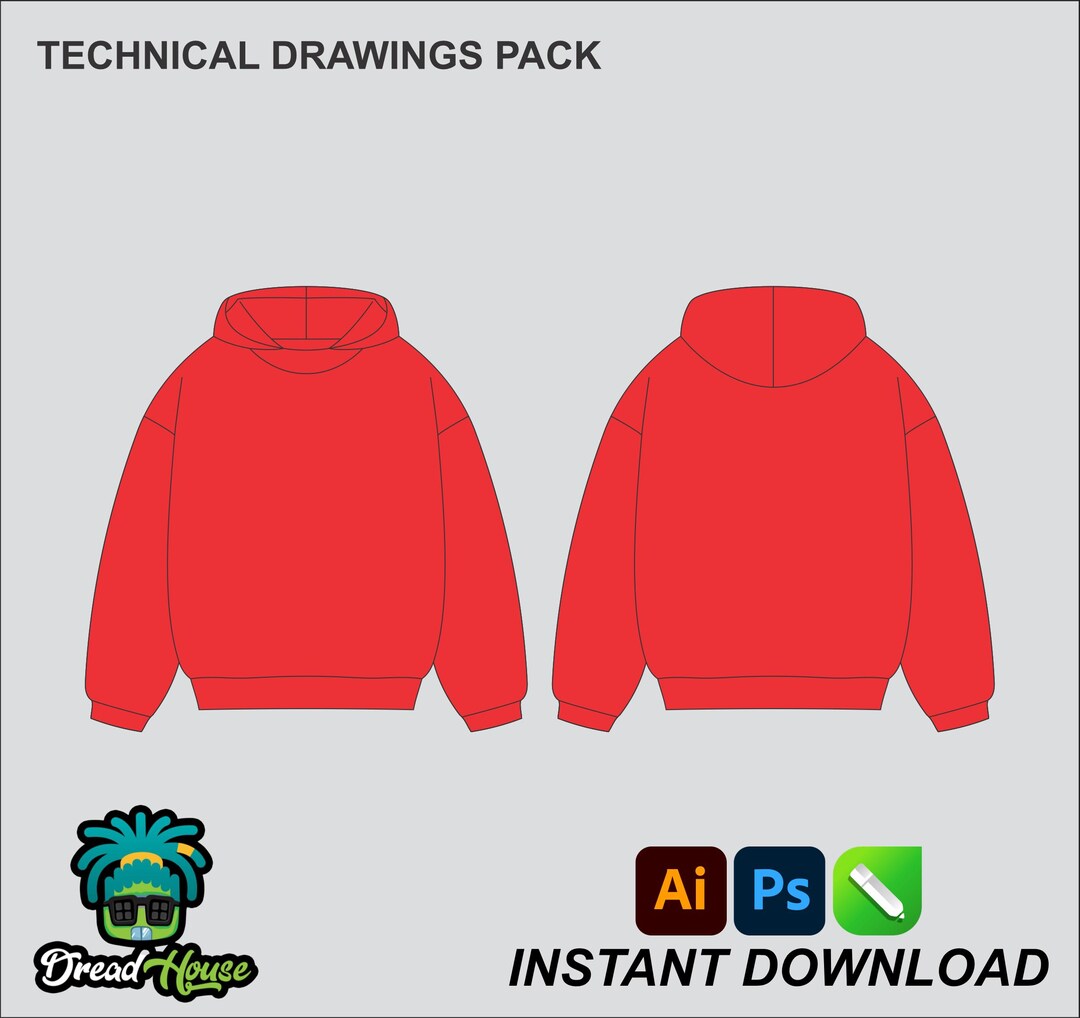 Boxing Hoodie Mock up Editable 2D Mbl Tech Pack Streetwear Clothing ...