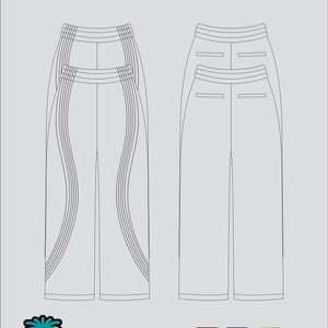 Oversized Sweat Pant Mock up Editable 2D Tech Pack Streetwear Clothing ...