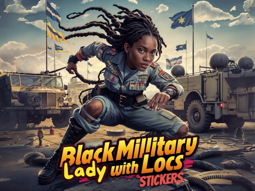 Black Girl Stickers Locs Dreadlock Military Uniform Natural Hair ...