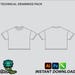 Boxy Fit T-shirt Mock up Editable 2D Tech Pack Streetwear Clothing ...