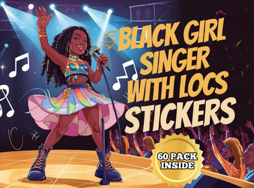 Dreadlock Loc Black Girl Singer Stickers Musician Gift Microphone ...