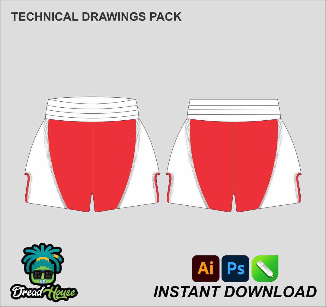 Mma Shorts Mock up Editable 2D Tech Pack Streetwear Clothing Vector ...