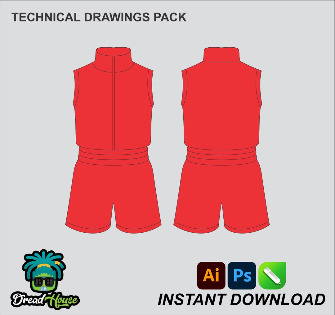 Boxing Uniform Mock up Editable 2D Mbl Tech Pack Streetwear Clothing ...