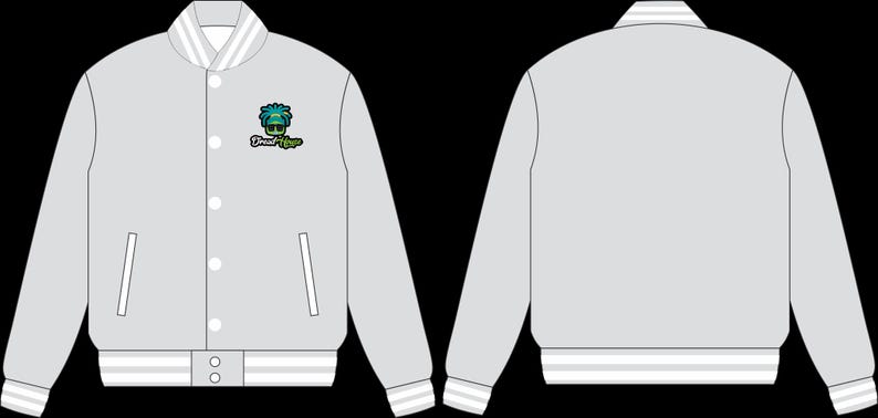 Varsity Jacket Mock up Editable 2D Tech Pack Streetwear Clothing Vector ...