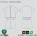 Boxy Fit Short Set Mock up Editable 2D Tech Pack Streetwear Clothing ...