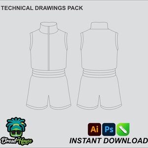 Boxing Uniform Mock up Editable 2D Mbl Tech Pack Streetwear Clothing ...