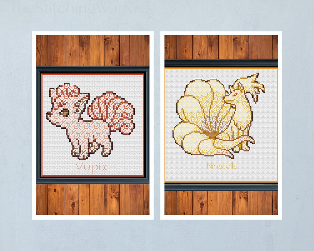 Vulpix, Ninetails Blackwork Cross Stitch Pattern PDF Download - Etsy