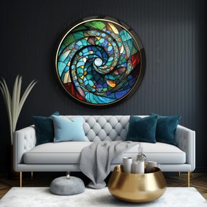 Vitray Colorful Whirlpool Eye Stylish Glass Wall Art Home Decoration ...