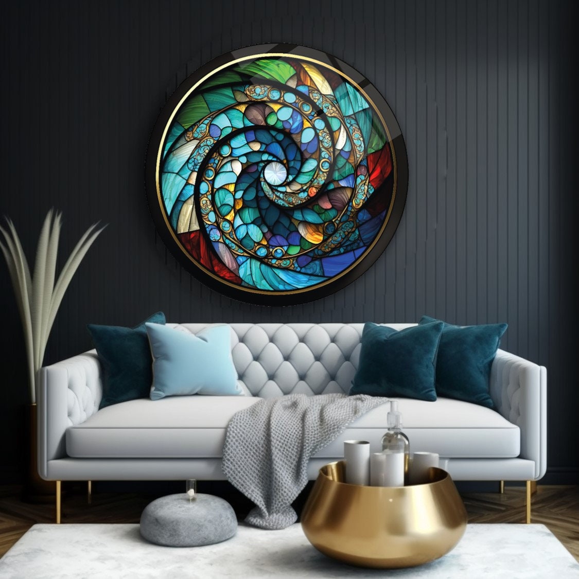 Vitray Colorful Whirlpool Eye Stylish Glass Wall Art Home Decoration ...