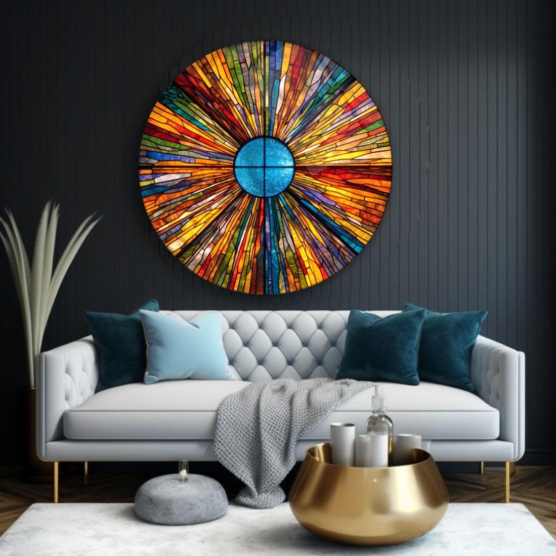 Rainbow Colors Vitray Figure Tempered Glass Printing Wall Art Christmas ...