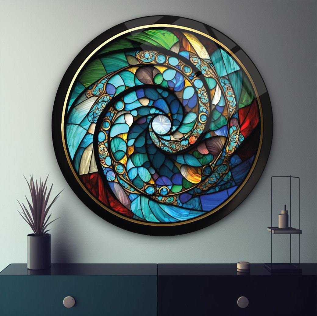 Vitray Colorful Whirlpool Eye Stylish Glass Wall Art Home Decoration ...