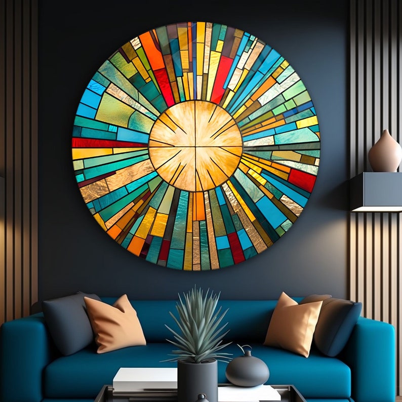 Rainbow Colors Vitray Figure Tempered Glass Printing Wall Art Christmas ...