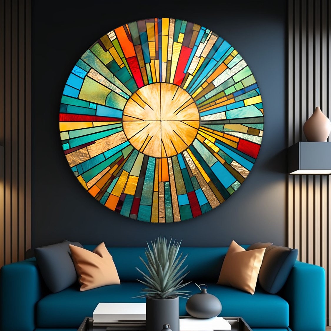 Rainbow Colors Vitray Figure Tempered Glass Printing Wall Art Christmas ...