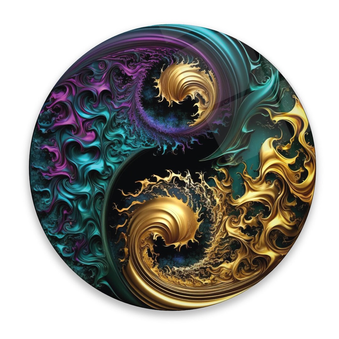 Stylish Modern Colorful Whirlpool Ying Yang Glass Wall Art Home ...
