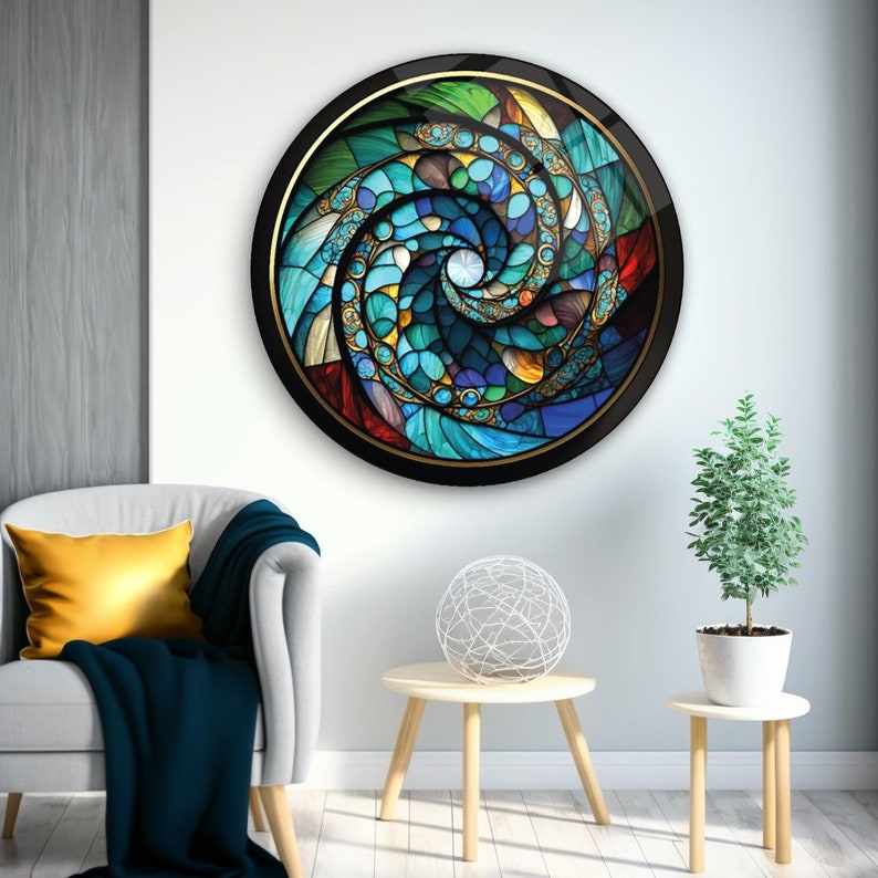 Vitray Colorful Whirlpool Eye Stylish Glass Wall Art Home Decoration ...