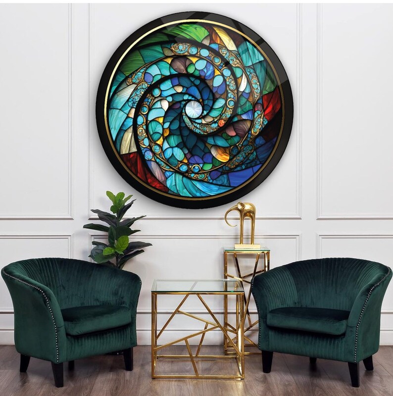 Vitray Colorful Whirlpool Eye Stylish Glass Wall Art Home Decoration ...