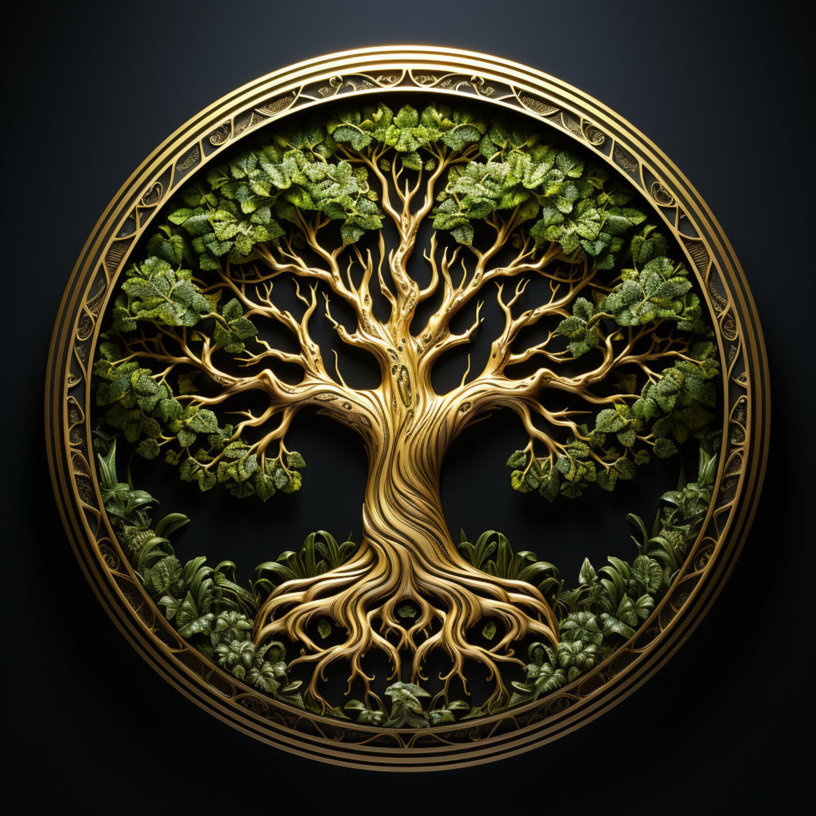 Life of Tree Forest Modern Art Round Glass Wall Art Home Decoration ...