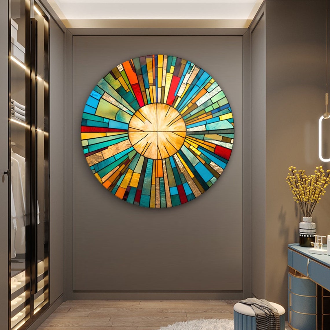 Rainbow Colors Vitray Figure Tempered Glass Printing Wall Art Christmas ...