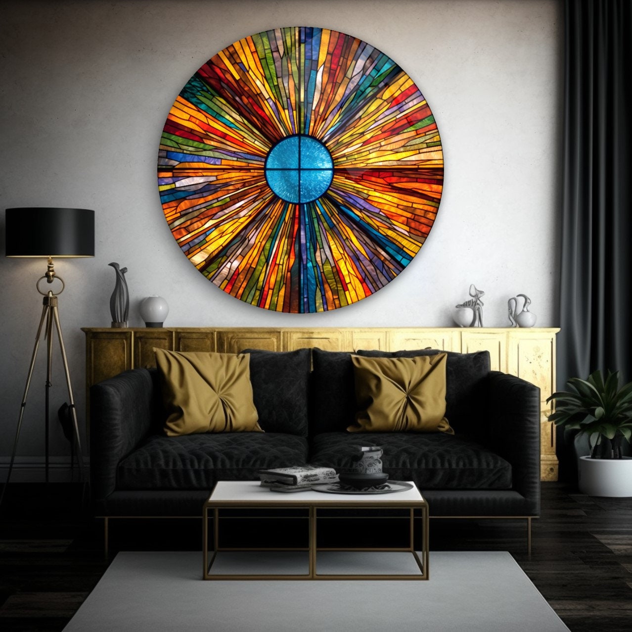 Rainbow Colors Vitray Figure Tempered Glass Printing Wall Art Christmas ...