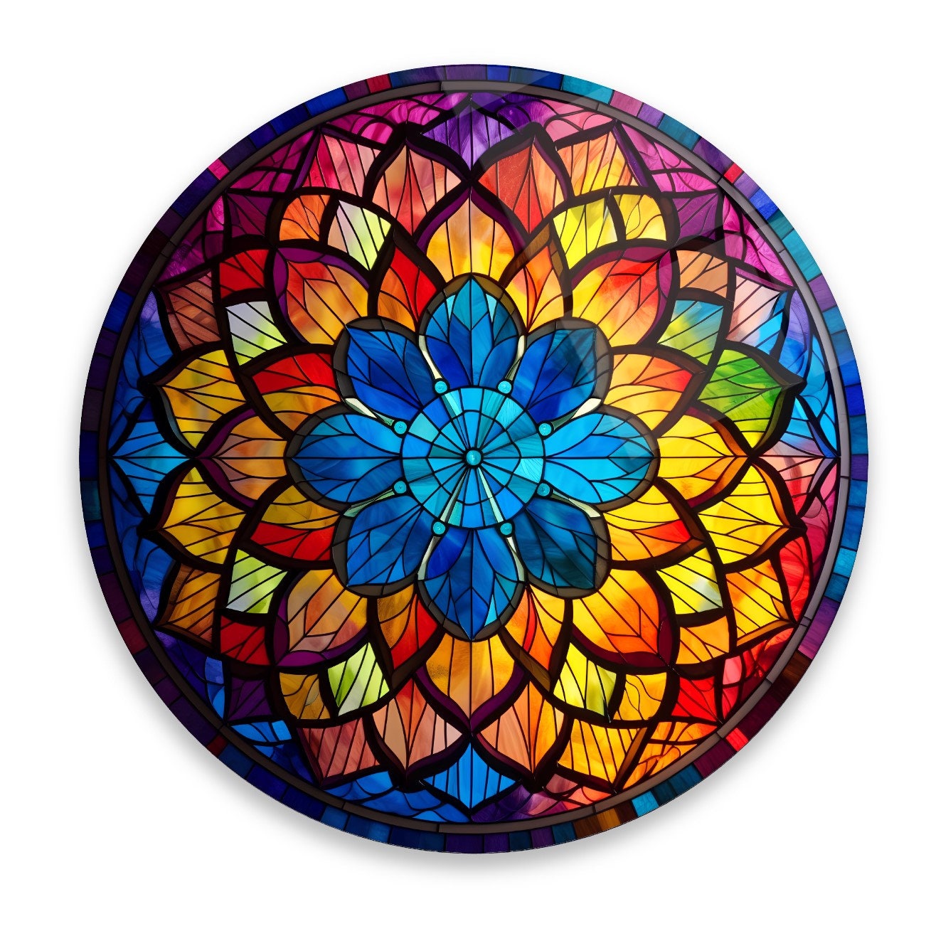 Flower Vitray Figure Round Mosaic Modern Glass Wall Art Home Decoration ...