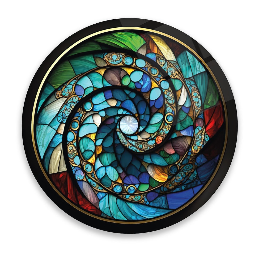 Vitray Colorful Whirlpool Eye Stylish Glass Wall Art Home Decoration ...