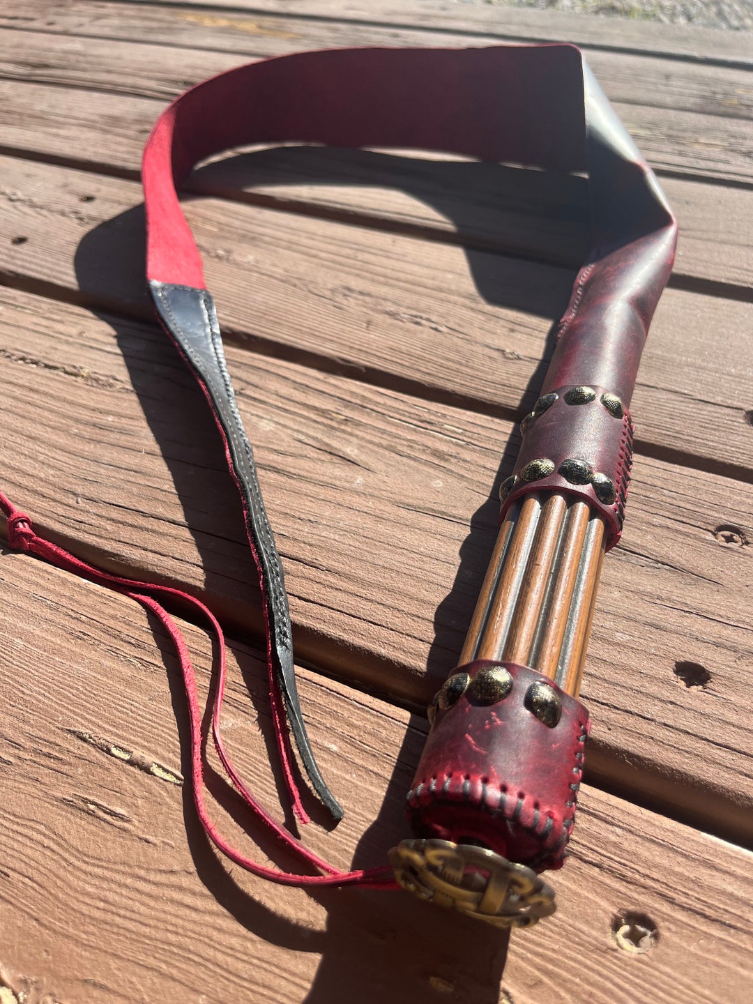 Two-toned Red and Black Leather Dragons Tail Whip - Etsy