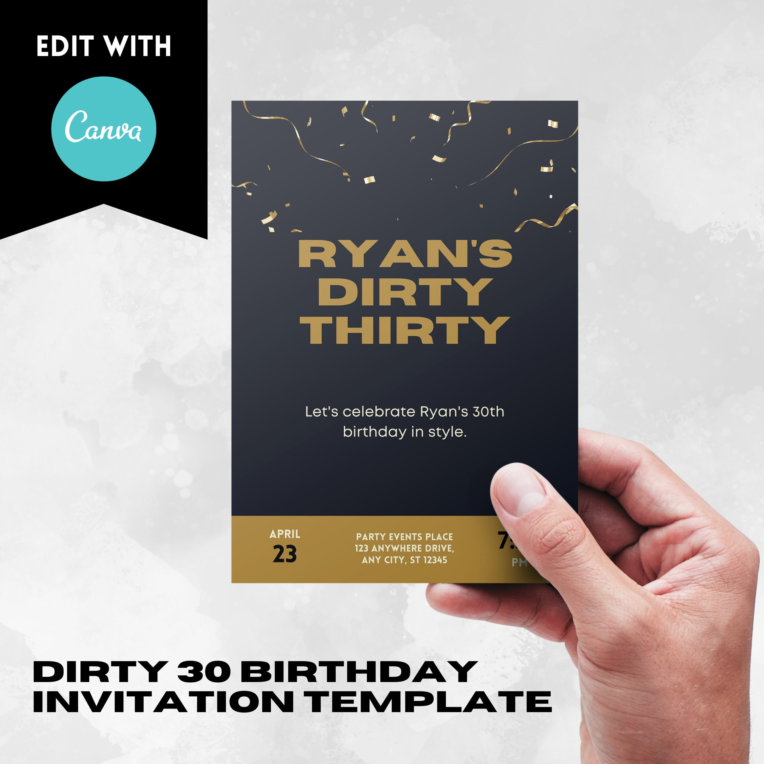 Dirty Thirty Birthday Invitation Card Digital Instant Download Editable ...