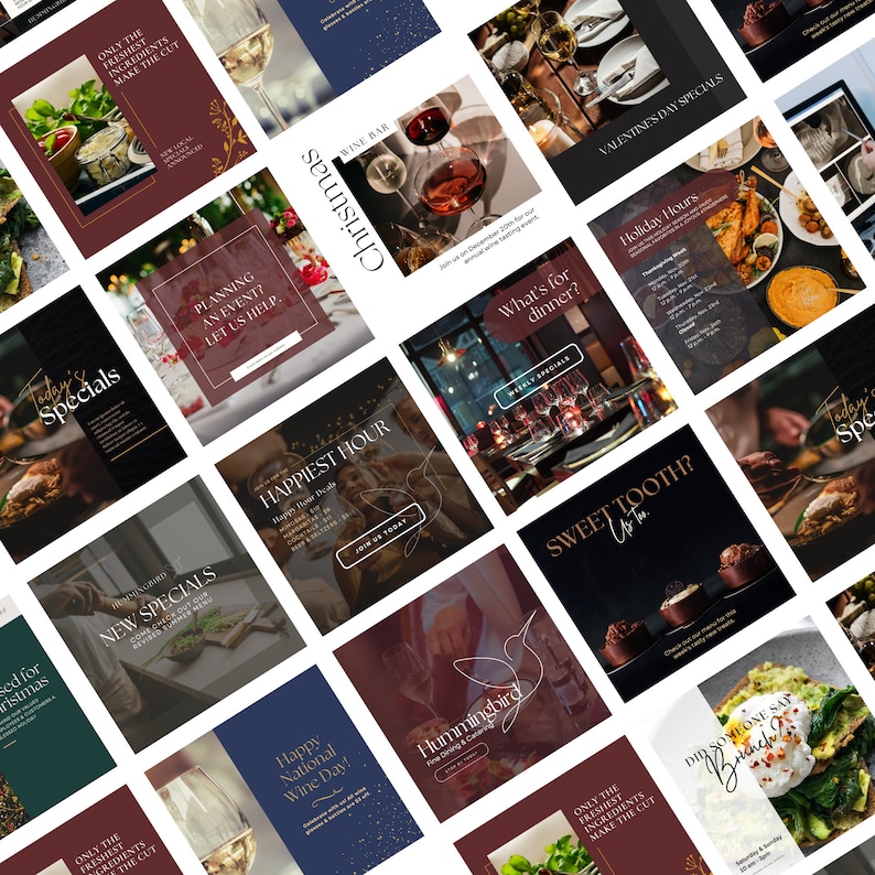 Fine Dining Instagram Post Templates | Culinary Industry Themed ...