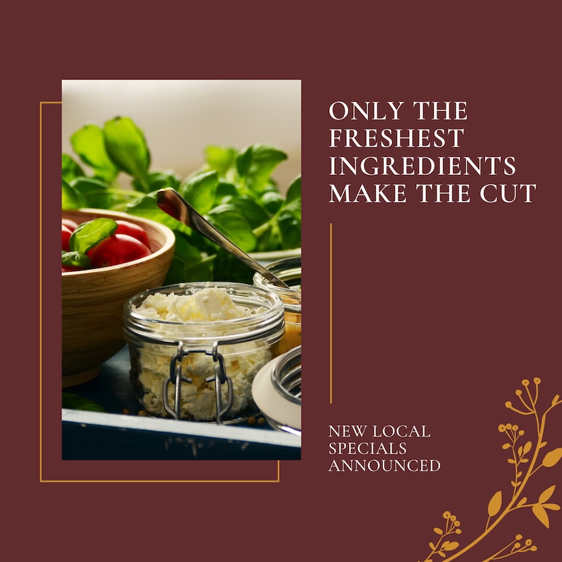 Fine Dining Instagram Post Templates | Culinary Industry Themed ...