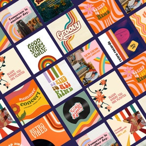 Retro, Colorful Instagram Template Bundle | Canva Templates | Vintage ...