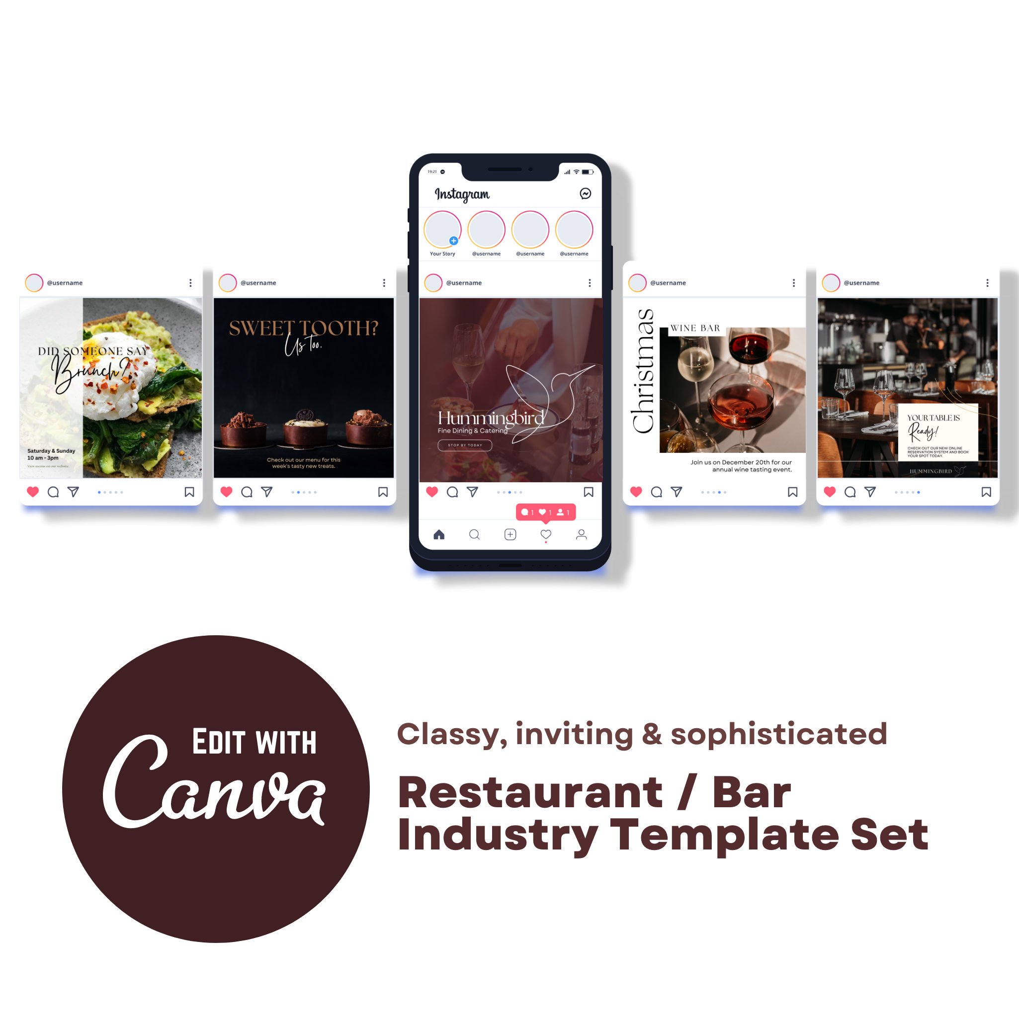 Fine Dining Instagram Post Templates | Culinary Industry Themed ...