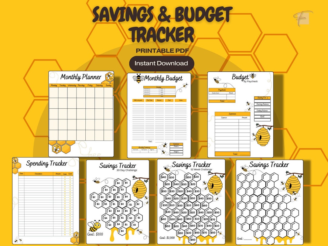 Bee Budget Tracker | Savings Tracker | Savings Challenge | Letter Size ...