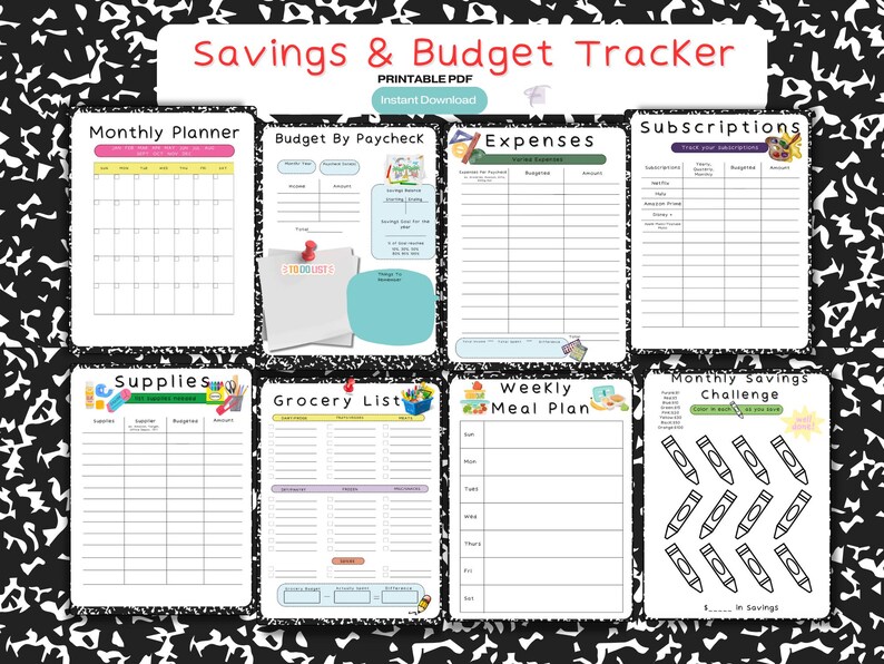 For the Teacher Budget Tracker | Savings Tracker | Savings Challenge ...