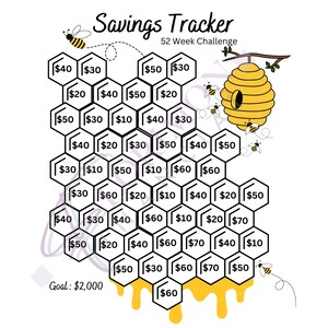 Bee Budget Tracker | Savings Tracker | Savings Challenge | Letter Size ...