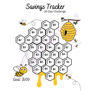 Bee Budget Tracker | Savings Tracker | Savings Challenge | Letter Size ...