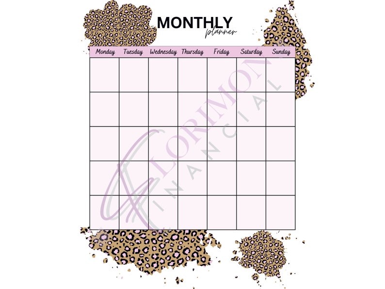 Monthly Budget Planner Cheetah Print Pink Letter Size - Etsy