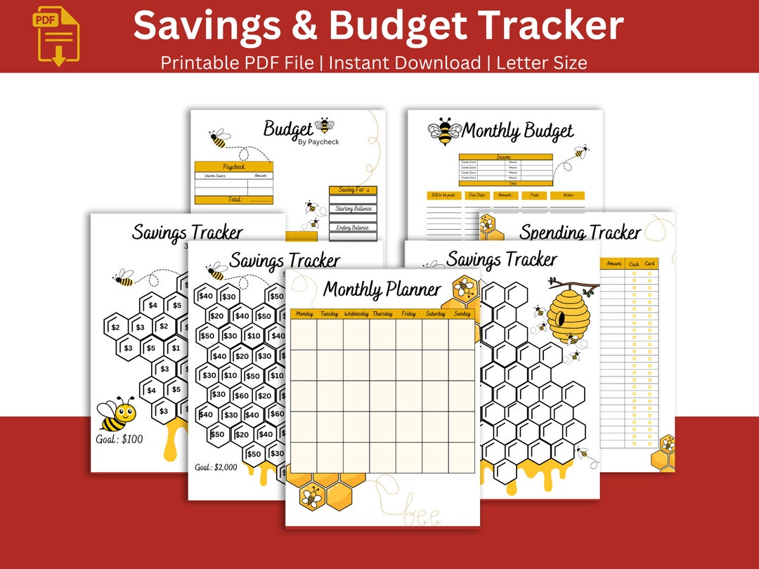 Bee Budget Tracker Savings Tracker Savings Challenge - Etsy