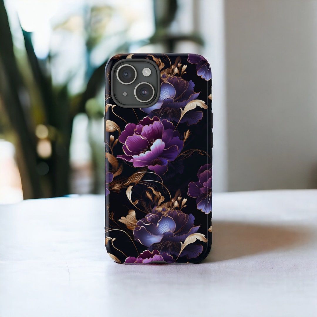 Victorian Gothic Purple Flowers Phone Case, Macabre Dark Academia ...