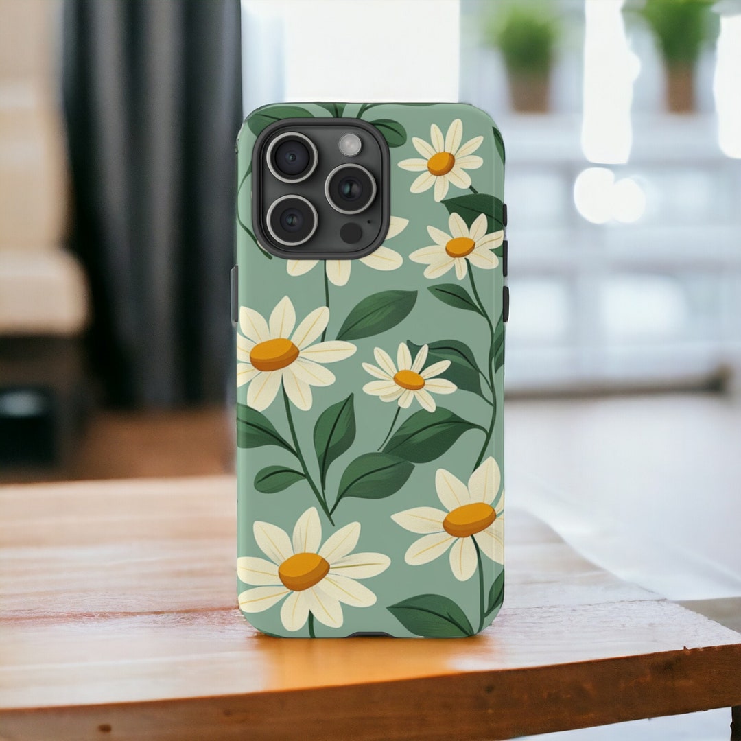 White Daisy Flowers Tough Phone Case, Daisies Phone Cover, Botanical ...