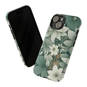 Sage Green Wildflowers Tough Phone Case, Watercolor Floral Aesthetic ...