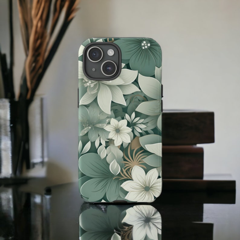 Sage Green Wildflowers Tough Phone Case, Watercolor Floral Aesthetic ...