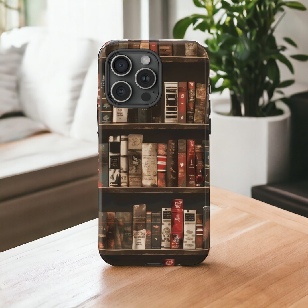 Vintage Books Bookshelves Tough Phone Case, Whimsical Dark Academia ...