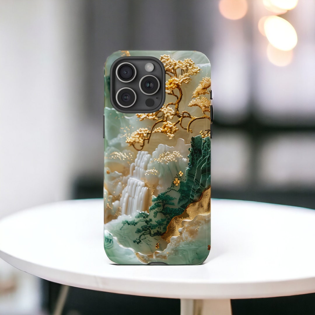 Asian Jade Carving Magsafe Tough Case, Landscape Scenery Art Phone Case ...