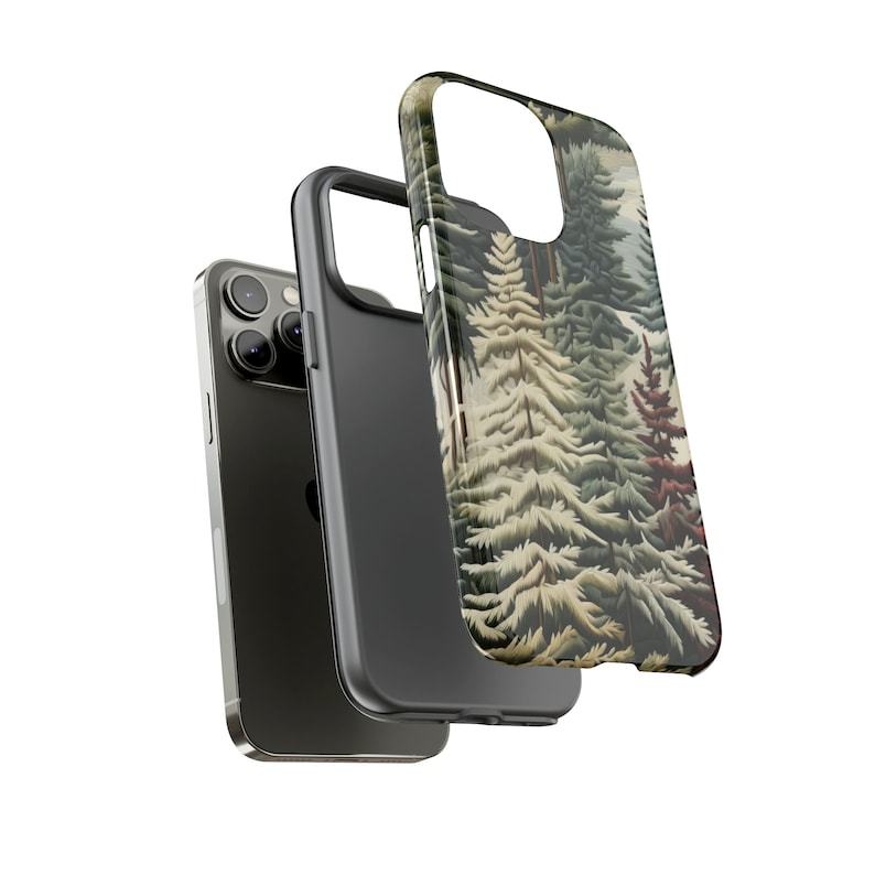 Pine Trees Tough Case, Green Forest Phone Case, Botanical Scenery ...
