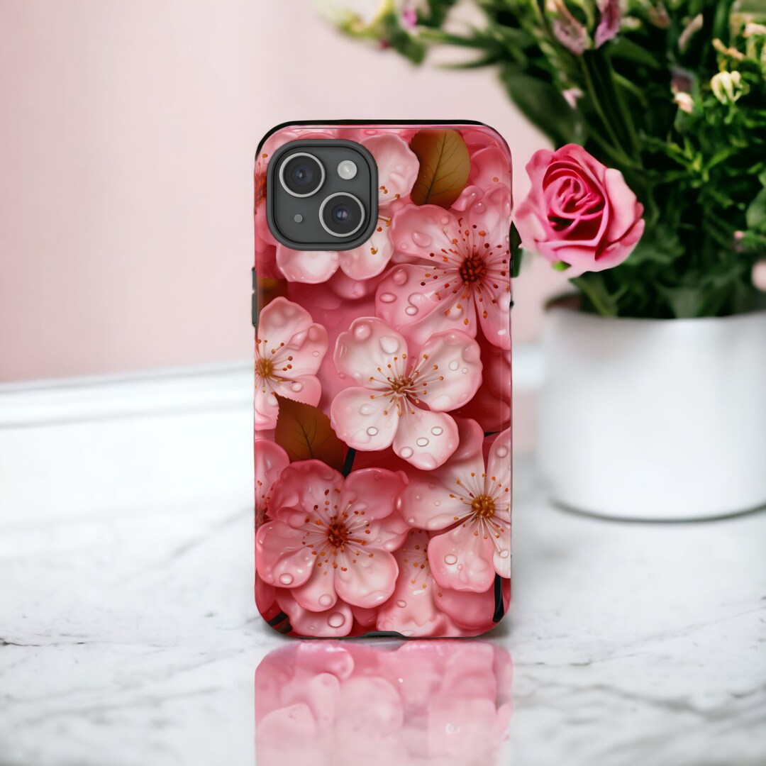 3D Cherry Blossom Tough Phone Case, Flower Phone Cover, Impact ...