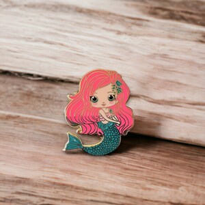 Kawaii Mermaid Enamel Pin, Cute Cartoon Lapel Pin, Mermaid Art Pin ...